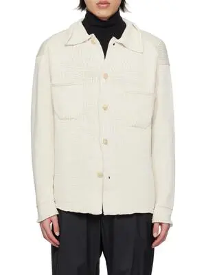 Auralee Long Sleeve Cotton Cardigan - White