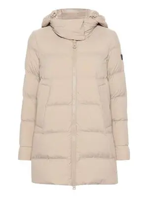 Peuterey Logo Patch Zip-up Hooded Down Coat - Nude
