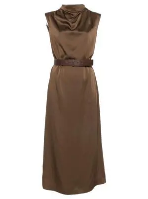 Brunello Cucinelli Brunello Cucinelli Belted Midi Dress Brown