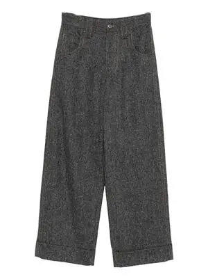Brunello Cucinelli Brunello Cucinelli Flecked Texture Wide Leg Trousers Grey