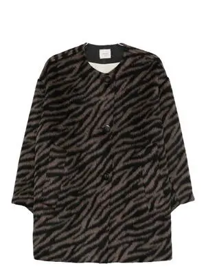 ALYSI ALSIZI Wool Coat With Tiger Print Black