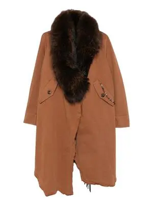 BAZAR DE LUXE Bazar Deluxe Wool Midi Parka Coat With Fur Trim