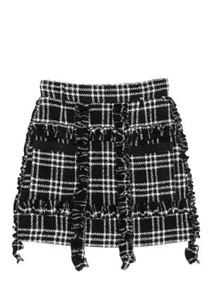 ALESSANDRO ENRIQUEZ Checked Ruffle Trim Mini Skirt - Black