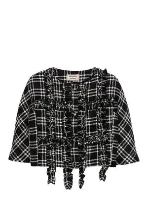 ALESSANDRO ENRIQUEZ Checked Short Jacket - Black