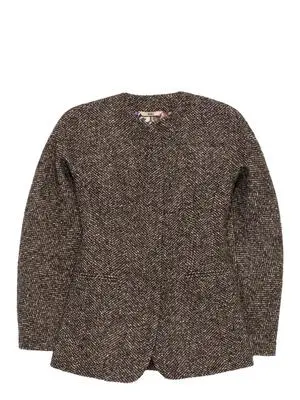 BAZAR DE LUXE Wool Blend Jacket With Herringbone Pattern - Brown