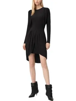 Isabel Marant Étoile Draped Long Sleeve Mini Dress - Black