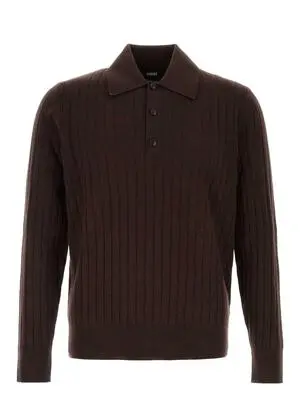 Amiri Wool-cashmere Polo Shirt - Brown