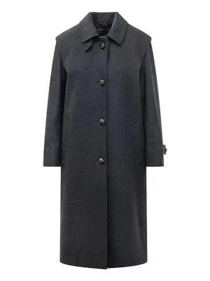 SCHNEIDERS Longline Overcoat With Button Detailing - Blue