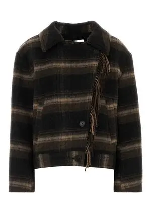 Isabel Marant Étoile Wool-blend Jacket With Fringe Detail - Checked