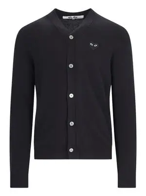 Play Comme Des Garcon COMME DES GARCONS PLAY 100% Wool Cardigan With Play Graphic Black