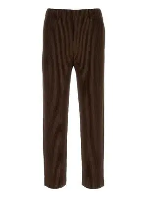 Issey Miyake Homme Plissé Pleated Polyester Trousers - Brown