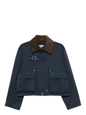 Loewe Loewe Jacket With Corduroy Collar Detail Blue