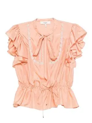 Chloé Silk Ruffled Pussy-bow Blouse - Pink