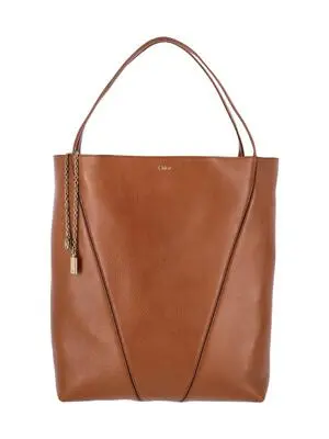 Chloé CHLOÉ Pebbled Leather Tote Bag Brown