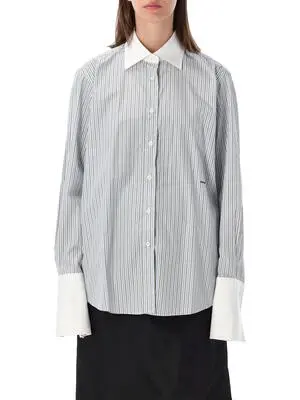 Prada PRADA Oversized Striped Button-Down Shirt Cielo