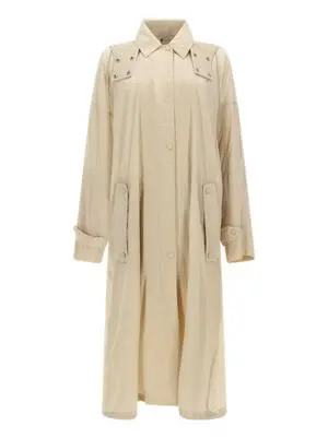 Sportmax Oversize Long Hooded Raincoat - Beige