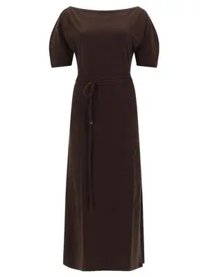 LEMAIRE Off-shoulder Belted Midi Dress - Brown