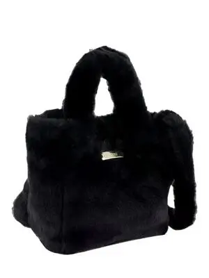 Herno Faux Fur Tote Bag With Gold-tone Hardware - Black