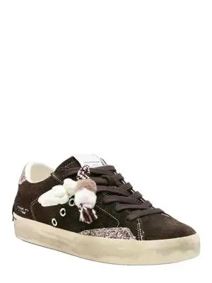 CRIME LONDON Distressed Glitter-panel Sneakers - Brown