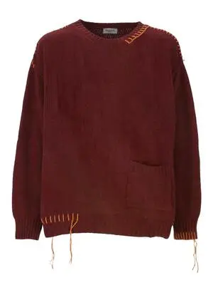 AMISH SUPPLIES Whipstitch Trim Patch Pocket Sweater - Red