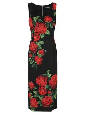 DOLCE & GABBANA Dolce & Gabbana Floral Print Silk Midi Dress
