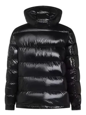 Herno Quilted Hooded Jacket With Glossy Finish - Black