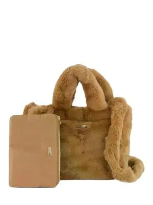 Herno Faux-fur Tote Bag With Removable Pouch - Neutrals
