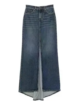 Liu Jo Maxi Denim Skirt With Front Slit - Blue