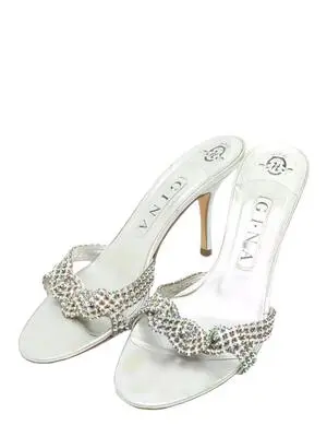 GINA Embellished Stiletto Heeled Sandals - Silver