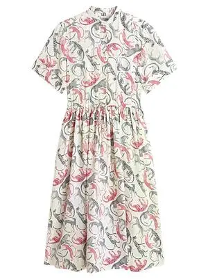 TOMMY HILFIGER Tommy Hilfiger Leopard Print Drawstring Waist Midi Dress