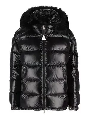 Moncler Faux Fur Trim Padded Jacket - Black