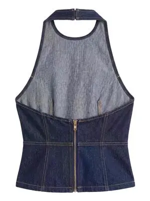 REFORMATION Alexie Denim Halter Top - Blue