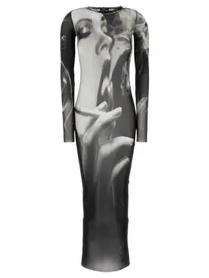 JEAN PAUL GAULTIER Printed Mesh Dress - Black