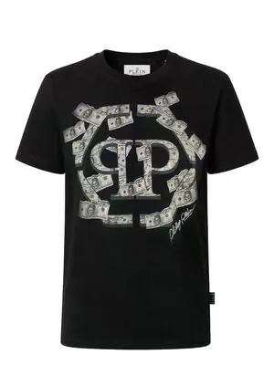 Philipp Plein Round Neck T-shirt Dollar Hexagon - Black