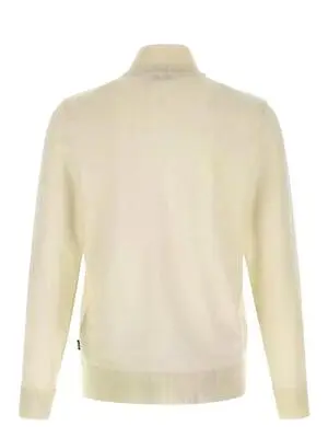 BOSS Merino Wool Zip-up Polo Sweater - Neutrals