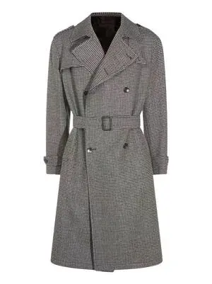 Tagliatore Houndstooth Double-breasted Coat - Grey