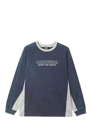 MINI CREAM Paneled Logo Print Sweater - Blue
