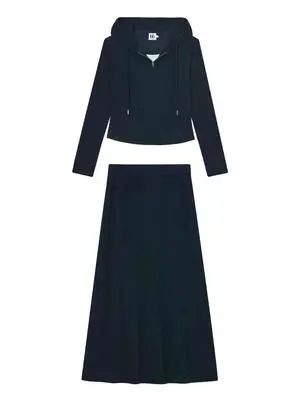B+AB Hoodie And Skirt Set - Blue