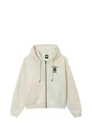FINGERCROXX Graphic Print Zip-up Hoodie - Neutrals