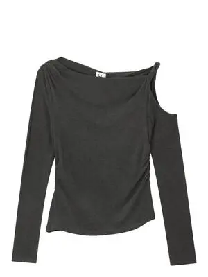 B+AB Cold-shoulder Ruched Blouse In Jersey - Grey