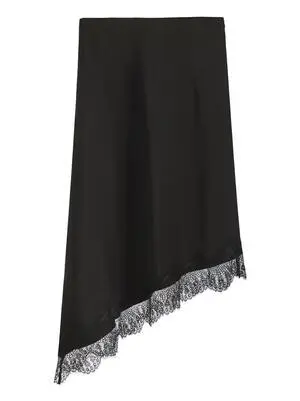 B+AB B+AB Lace-Trim Asymmetric Midi Skirt
