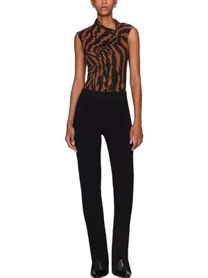 ET OCHS Zebra-print Ruched Bodysuit - Black
