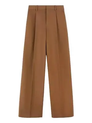 TOD'S Cotton Gabardine Wide Leg Trousers - Brown