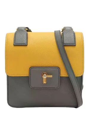 Prada Saffiano Leather Turn-lock Mini Bag - Grey
