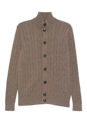 FILIPPO DE LAURENTIIS Taupe Cable-knit Cardigan - Brown