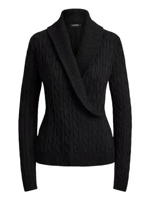 Ralph Lauren Cable-knit Shawl-collar Sweater - Black