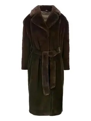 Herno Belted Faux Fur Coat - Brown