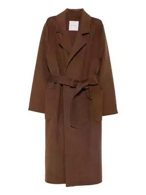ERMANNO FIRENZE Belted Notch-lapel Coat - Brown