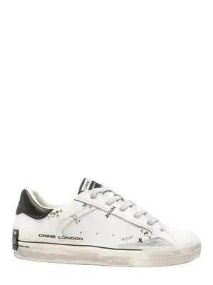 CRIME LONDON Deconstructed Stud-embellished Leather Sneakers - White