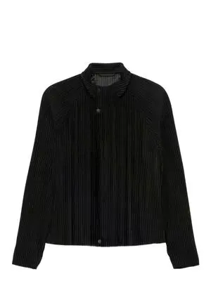Issey Miyake High Neck Plissé Sweater - Black